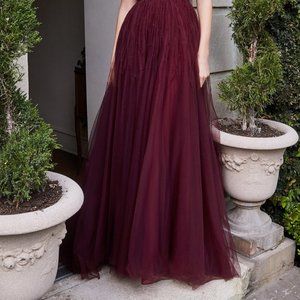 Cinderella | Dresses | Maroon Prom Party Evening Aline Puff Sleeve Ball ...